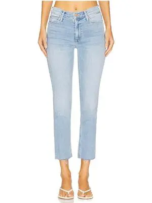 MOTHER Petite Lil' Mid Rise Dazzler Ankle Fray Jeans - Blue