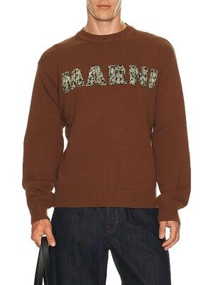 Marni Embroidered Round Neck Sweater - Maroon