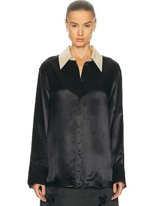 JIL SANDER Relaxed Fit Long Sleeve Shirt - Black