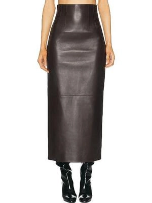 Khaite Loxley Leather Maxi Skirt - Mud