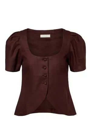Faithfull The Brand Faithfull Emma Linen Top Brown