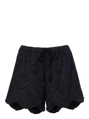 Poupette St Barth Embroidered Cotton Shorts - Black
