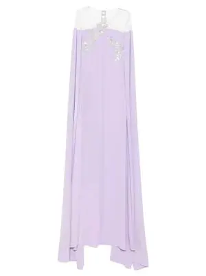 CRISTALLINI Kassandra Maxi Dress With Sheer Panels And Embellishments - Purple