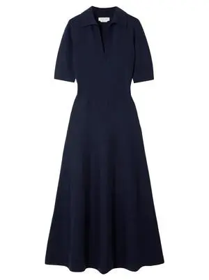 Gabriela Hearst Bradley Wool, Silk And Cashmere-blend Midi Dress - Blue