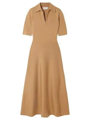 Gabriela Hearst Bradley Wool, Silk And Cashmere-blend Midi Dress - Brown