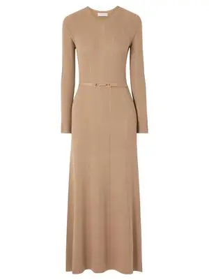 GABRIELA HEARST Gabriela Hearst Imagene Belted Ribbed Wool Midi Dress