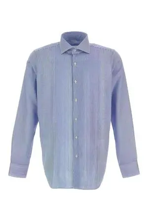 BAGUTTA Striped-pattern Button-fastening Shirt - Blue