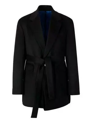 SETCHU Flap-pocket Tie-waist Coat - Black