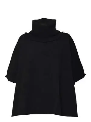 SOLOTRE SOLOTRE Black Roll Neck Short Sleeve Top
