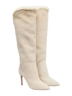 Paris Texas Suede Knee-high Boots - White