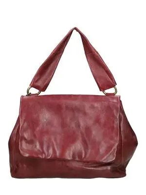 A.S.98 Burgundy Leather Flap Shoulder Bag - Red
