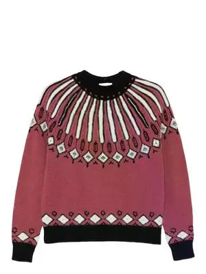 SEMICOUTURE Adriane Embellished Geometric Pattern Sweater - Pink