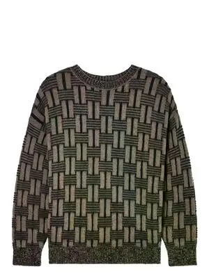 Giorgio Armani Crew Neck Geometric Pattern Sweater - Brown