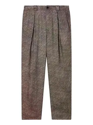 Giorgio Armani Pleated Herringbone Trousers - Brown