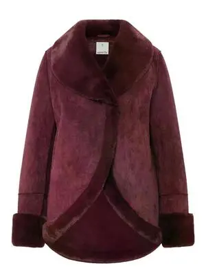 UNREAL FUR Burgundy Shawl Collar Jacket - Red