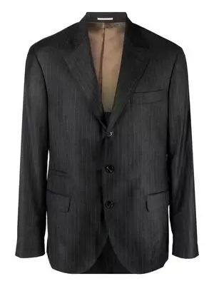 Brunello Cucinelli Chalk-stripe Virgin-wool Blazer - Grey