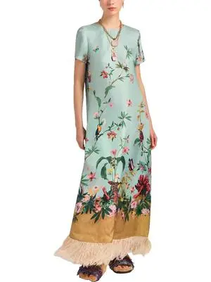 La DoubleJ Swing Floral-panel Maxi Dress - Blue