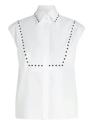 Karl Lagerfeld Sleeveless Studded Poplin Shirt - White