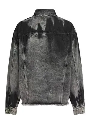 Karl Lagerfeld Bleached Fringed Denim Jacket - Grey