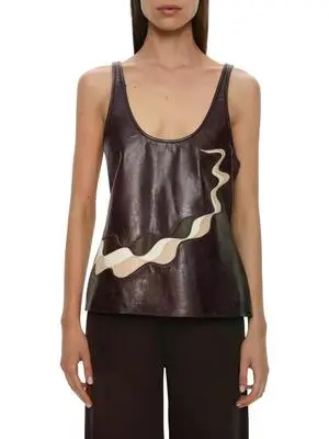 Christopher Esber Fragment Leather Appliqué Tank - Red