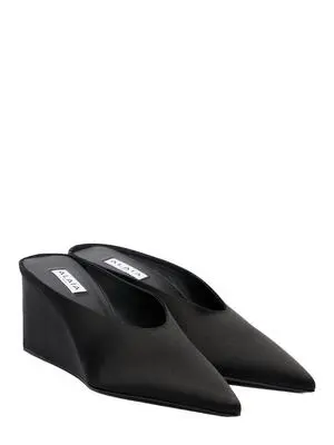 Alaïa Alaia Cube 75 Satin Wedge Mules Black