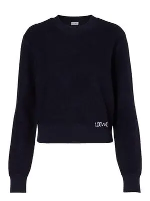 Loewe Loewe Embroidered Wool Crewneck Sweater Blue