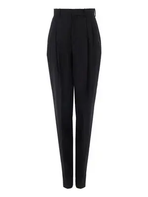 Chloé High-rise Wide-leg Wool Trousers - Black