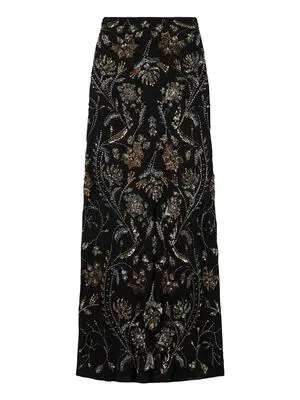 Veronica Beard Medina Embellished Crepe Maxi Skirt - Black