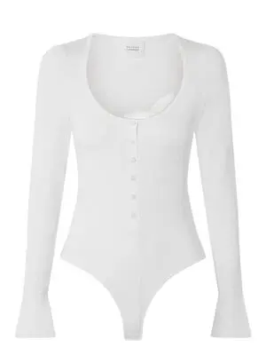 Galvan Stretch-jersey Henley Bodysuit - White
