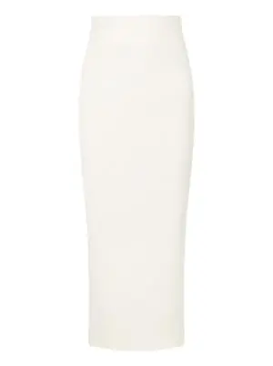 Wardrobe.NYC Woven Midi Skirt With Back Split - Neutrals