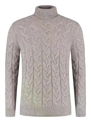 GRAN SASSO Cable Knit Roll Neck Sweater - Neutrals