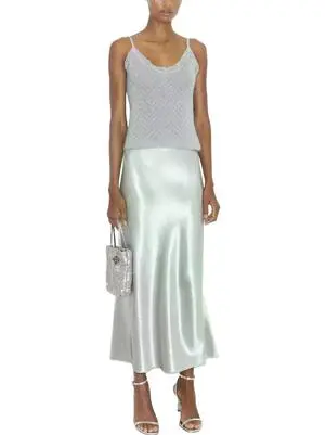 Tory Burch Satin Midi Skirt - Silver