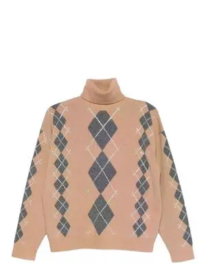 Retrofete Alberte Embellished Argyle Pattern Sweater - Neutrals