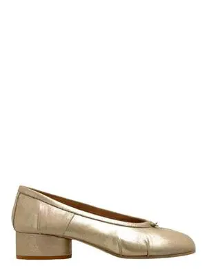 MAISON MARGIELA Maison Margiela Metallic Leather Block Heel Pumps Gold
