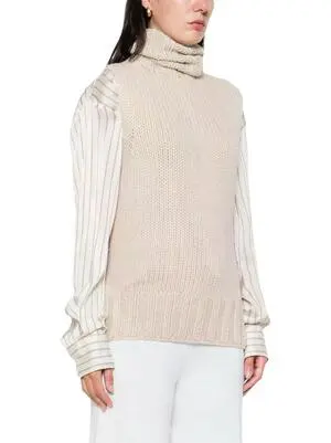 ELY ELY Ribbed Knit Turtleneck Vest - Neutrals
