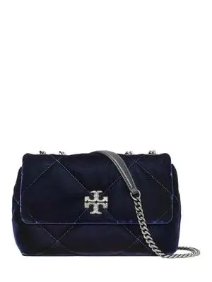 Tory Burch Kira Quilted Velvet Shoulder Bag - Blue