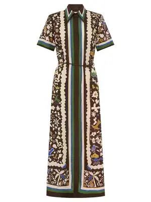 ALEMAIS Maroc Printed Belted Maxi Dress - Brown