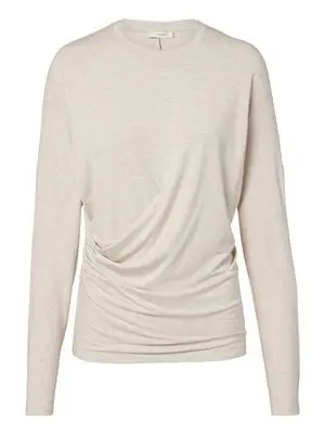 Vince Jersey Top With Drape Detail - Beige
