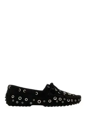 Gimaguas Eyelet-embellished Suede Loafers - Black