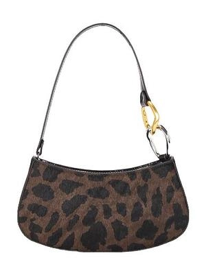 Staud Staud Ollie Leopard Print Calf Hair Shoulder Bag Leopard