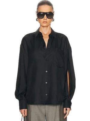 Alexander Wang Alexander Wang Slashed Sleeve Button Up Shirt Black