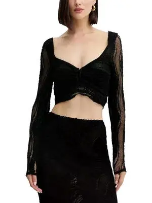 Charo Ruiz Ibiza Lace Ruched Detail Blouse - Black
