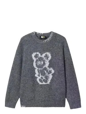MINI CREAM Graphic Bear Knit Sweater - Grey