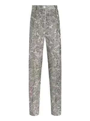DOLCE & GABBANA Dolce & Gabbana Silver-Tone Floral Jacquard Tailored Trousers