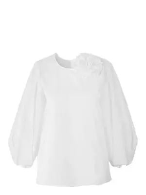 Carolina Herrera Puff-sleeve Rosette Top - White