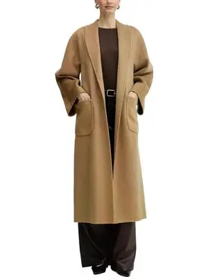 Luisa Spagnoli Belted Shawl Collar Coat - Brown