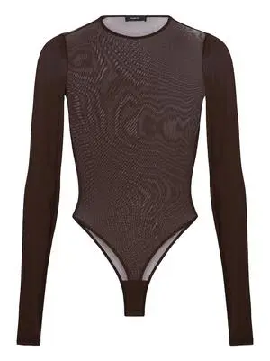 Wardrobe.NYC Sheer Bodysuit Brown