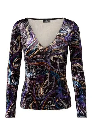Etro Paisley Velvet V-neck Top - Multicoloured