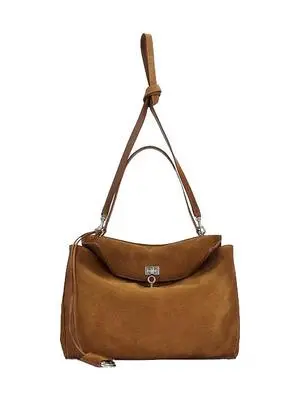 Balenciaga Rodeo Medium Suede Top Handle Bag - Camel