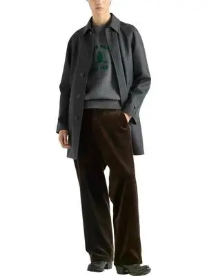 Prada Intarsia Logo Raglan Sweater - Grey